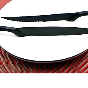 Uniturcky 24-Piece Flatware Set,Extra Thick Heavy Duty - 18/10 Stainless Steel Cutlery Sets,High Matte Black Finish Silverware Flatware Sets Service for 4,Use for Home,Kitchen Utensil Sets