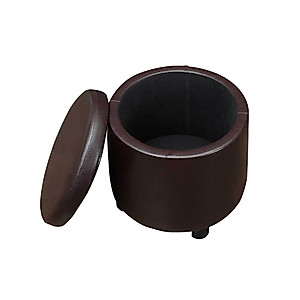 Designs4Comfort Round Accent Storage Ottoman with Reversible Tray Lid