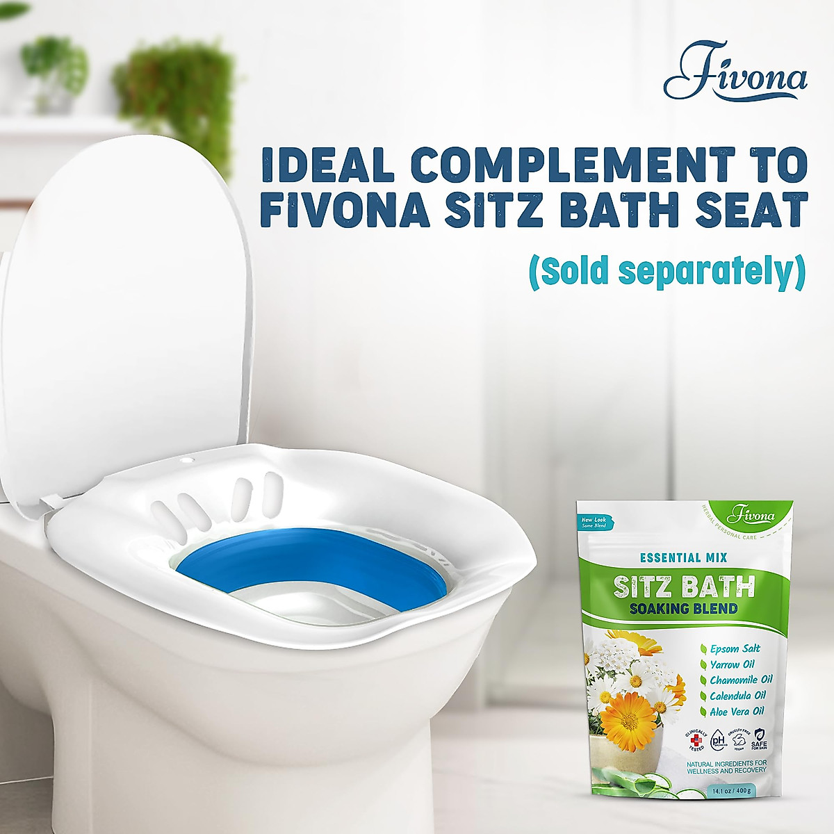 Hemorrhoid Treatment Sitz Bath Salt Natural Soaking Blend - Epsom Salt with Pure Essentials Oils for Fissure, Postpartum Care, Bartholin Cyst Treatment - Essential Mix for Self Care - 1 Pack - 14.1 oz