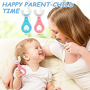 ANOOVV U Shaped Kids Toothbrushes Soft Silicone Brush Head Whole Mouth Toothbrush with Handle 360 ° Oral Teeth Cleaning Design for Toddler Age 2-6, 4 Pack