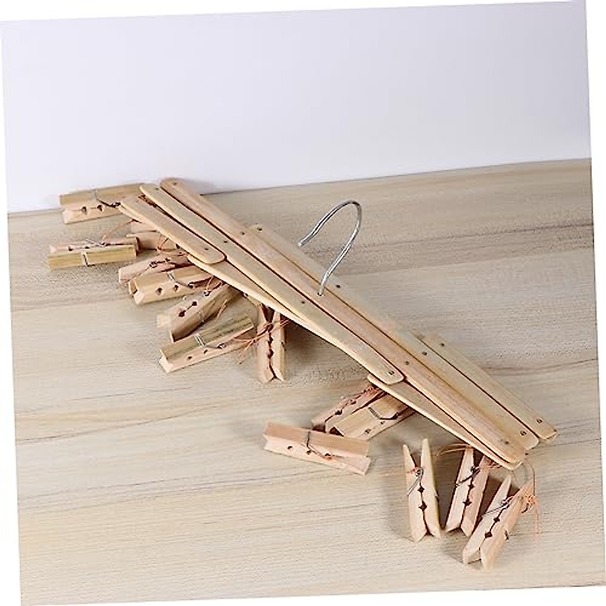 Multi Hanger Hangers for Clothes Bamboo Sock Drying Rack Space Saver Clothes Pegs Hook up Clothespin Coat Hanger Baby Hanging Wooden Multiple Clips Folding Drying Rack