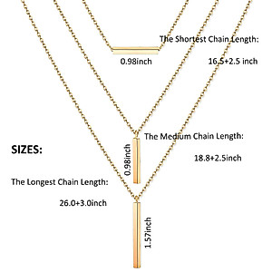 CEALXHENY Layered Chain Necklaces for Women Girls Boho Vertical Bar Pendant Necklace Set Minimalist Y Necklaces for Beach Parties Summer Jewelry Set