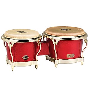 LP Galaxy Series Fiberglass Fausto Cuevas III Signature Bongos, Arena Red with Gold Hardware