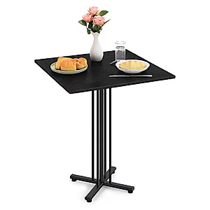 Black Dining Table for 2, Small Kitchen Table with A Table Cover 23.6" Modern Dining Room Table Square Kitchen Table for Small Spaces Dinner Table for Living Room, Sturdy Metal Frame