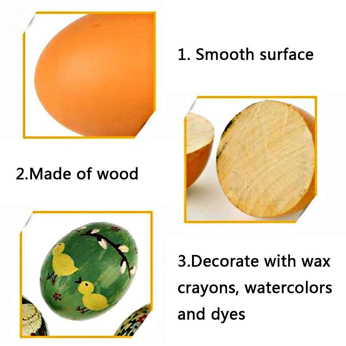 YunKo 6Pcs Easter Eggs Wooden Brown Fake Nest Eggs for Craft Decorate Get hens to Lay Eggs Chicken Coop Accessories