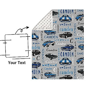 Lanleay Baby Security Blanket for Girls Boys: Personalized Baby Girl Blanket with Car Design - Custom Name Plush Minky Blanket with Baby Name(30”x40)