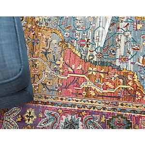 Unique Loom Baracoa Collection Area Rug - Miramar (5' 5" x 8' Rectangle, Light Blue/ Blue)