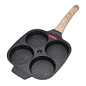 Bobikuke Fried Egg Pan, Egg Frying Pan with Lid Nonstick 4 Cups Pancake Pan Aluminium Alloy Cooker for Breakfast, Induction Compatible