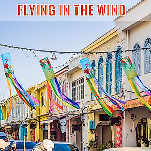 2 Pcs 40 Inches Twin Hummingbird Windsock, Decorative Spring Wind Socks Rainbow Outdoor Decor Windsock Flag Hanging Decor for Wall Tree Front Patio Lawn Garden