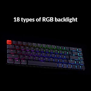 Keychron K7 65% Layout 68-Key Ultra-Slim RGB Backlit Hot-swappable Computer Keyboard for Mac Windows, Wireless Bluetooth/Wired USB Mechanical Keyboard with Low-Profile Optical Blue Switch