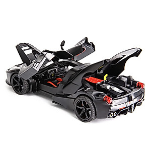 BDTCTK Compatible for 1:22 Ferrari RAFA Toy Model Car, Zinc Alloy Pull Back Car with Sound and Light and Body Door Opened, Toy Car for Kids Boy Girl Gift Black