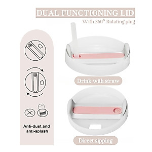 Cozy Steel 40 oz Tumbler with Handle and Straw Lid - Insulated Reusable Stainless Steel Travel Mug for Hot and Cold Beverages, Water Bottle, Iced Coffee Cup (Light Pink)