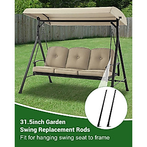 31.5inch/80cm Garden Swing Replacement Rods(2PCS), Metal Material, Black Powder Coating Round Rods, Fit for Hanging Swing Seat to Frame