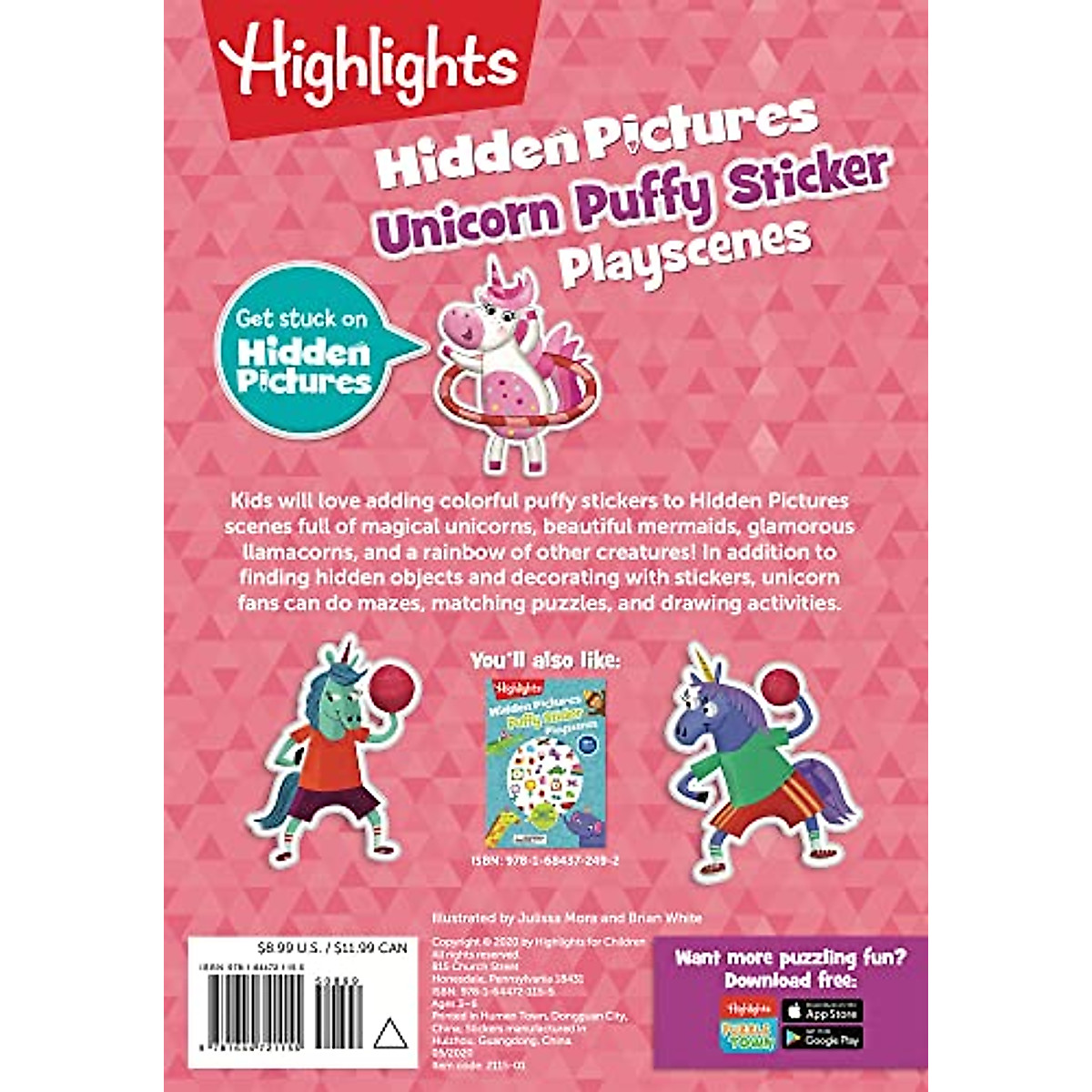 Unicorn Hidden Pictures Puffy Sticker Playscenes: Unicorn Sticker Activity Book, 50+ Reusable Stickers, Decorate Pictures and Solve Puzzles, Sticker Book for Kids (Highlights Puffy Sticker Playscenes)