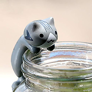 MAOMIA Miniature Lucky Cat DIY Figurines, Pack of 6 Mini Fairy Garden Hanging Cat Figure Micro Landscape Home Garden Decor Plant Pots Bonsai Craft Decor Cake Topper