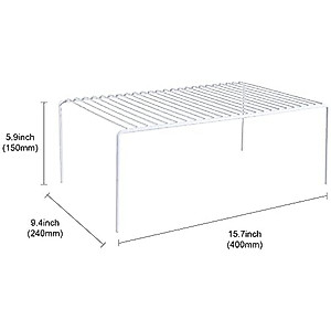 GEDLIRE Kitchen Cabinet Shelf Organizer Set of 3, Large (15.7 x 9.4 inch) Metal Wire Pantry Storage Shelves, Dish Plate Racks for Cabinets, Freezer, Counter, Cupboard Organizers and Storage, White