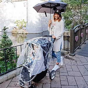 Disney Baby by J.L. Childress Universal Stroller Rain Cover - Disney Stroller Accessory - Disney World Travel Essential - Mickey Mouse Pattern - Storage Pocket - Clear/Silver