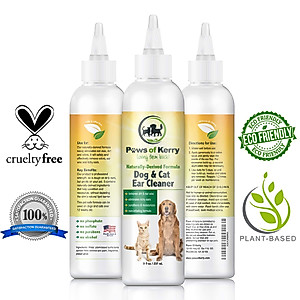 Paws of Kerry Dog Ear Cleaner for Itching, Head Shaking, Odor, Wax and Discharge - Non-Irritating Ear Wash for Dogs & Cats, Natural Ear Drops for Dogs - 8 Ounces - Dog Ear Cleaner Solution