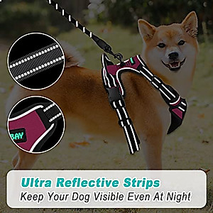 BARKBAY No Pull Pet Harness Dog Harness Adjustable Outdoor Pet Vest 3M Reflective Oxford Material Vest for PINK Dogs Easy Control for Small Medium Large Dogs (L)