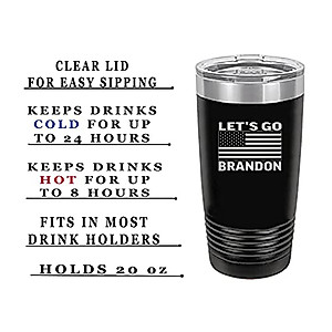 Rogue River Tactical Funny Let's Go Brandon 20 Ounce Large Stainless Steel Travel Tumbler Mug Cup Great Gag Gift (Black)