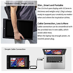 GAOMON PD156Pro - 15.6" Drawing Tablet with Screen Full-Laminated 120% sRGB Pen Display with Dial Key & 10 Hotkeys, Battery-Free Stylus Art Tablet for Digital Drawing, Anime, Sketch, Graphic Design