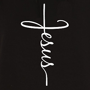 shop4ever Jesus Cross Hoodie Sweatshirts Small Black 0