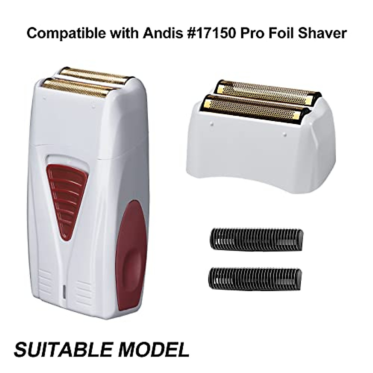 2 Packs Pro Shaver Replacement Foil and Cutters Compatible with Andis #17155 & #17150 Shaver Pro Foil (Golden)