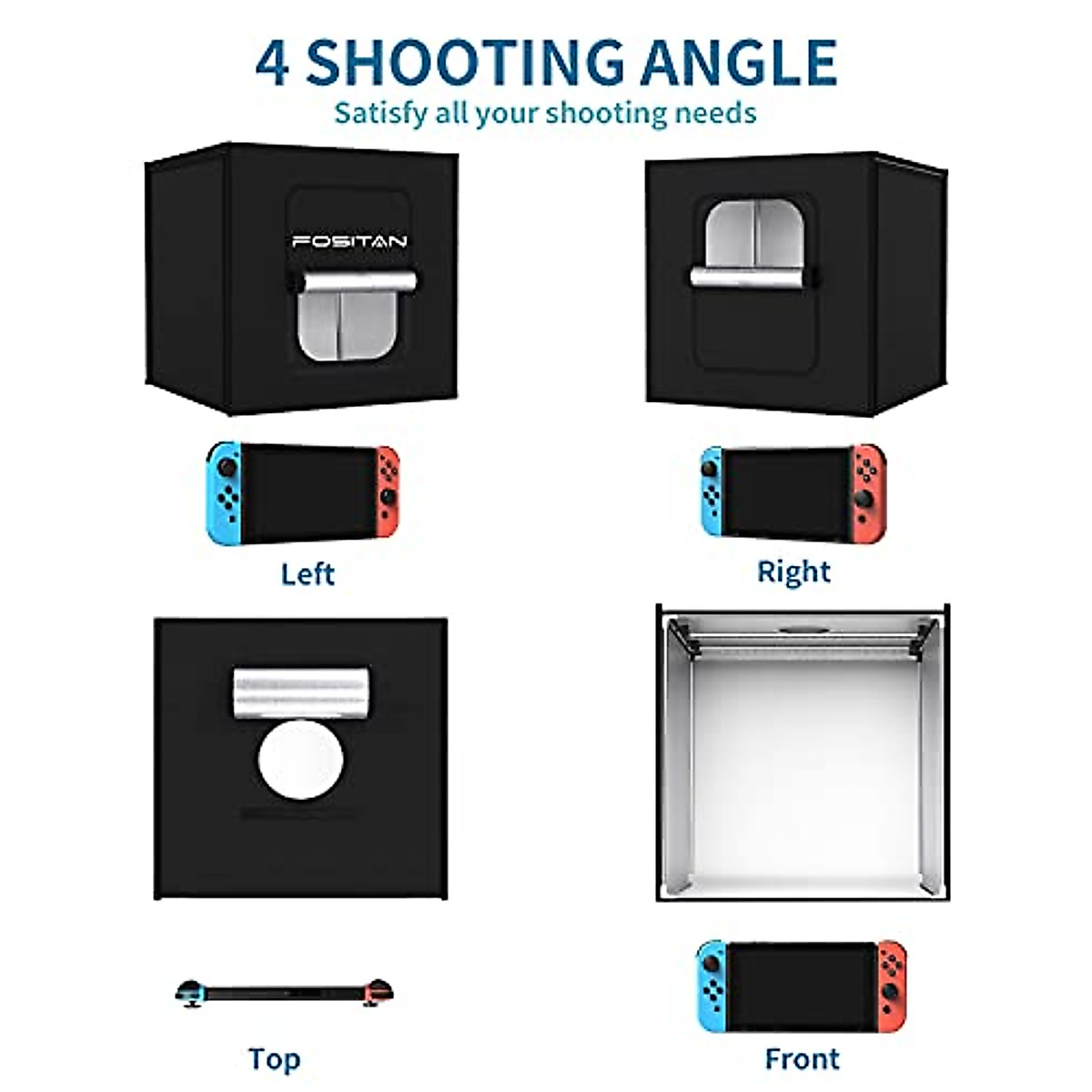 FOSITAN Bi-Color Photo Light Box 35’’/90cm Portable Shooting Tent Photo Box with 7 Color Backgrounds, 252 LED Beads, 360 Degree Rotated Light Board, 2600-8500K(±200K), CRI 92+