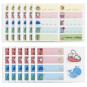 Coowayze Daycare Labels for Baby Bottle, 84 PCS Kids School Name Labels Stickers Waterproof Self-Laminating Write-On, Colorful Toddler Children Name Tag, Food Labels Dishwasher Safe Freezer Safe