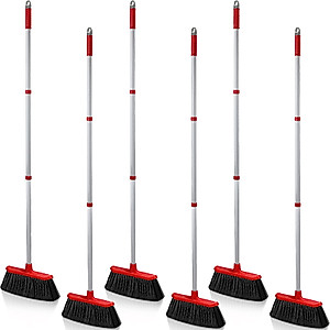 Zopeal Brooms Bulk Angle Broom Heavy Duty Outdoor Indoor Broom with 51 Inch Broomstick Commercial Broom Stiff Bristles Broom for Easy Sweeping for Home Room Kitchen Office Lobby Floor(6 Pack)