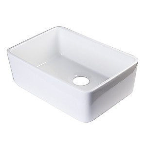 ALFI brand AB503 23-Inch Fireclay Single Bowl Farmhouse Kitchen Sink, White