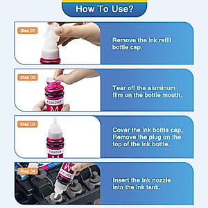 Topcolor Compatible Dye Ink Refill Replacement for Canon GI-290 GI290 Ink Bottles Kit Work for Canon PIXMA G4200 G4210 G3200 G2200 G1200 Printer (1 Black Ink 135mL, C/M/Y Ink 70mL, 4-Pack)