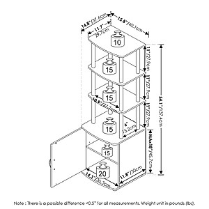 Furinno Turn-N-Tube Tall TV Entertainment Side Table Display Rack with Storage Cabinet, 3-Tier, Blackwood/Black