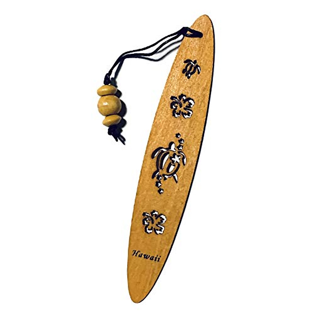 Hawaiian Store Cutout Wood Bookmark (Honu Hibiscus)