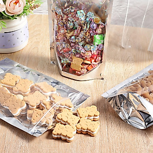 200 Pcs Resealable Bags Food Storage Sealable Bags for Packaging Clear Window Polyester Film pouch with Aluminum Foil Back Stand up Reusable Pouch for Small Business Party Favor(6.30 x 9.45 Inch)