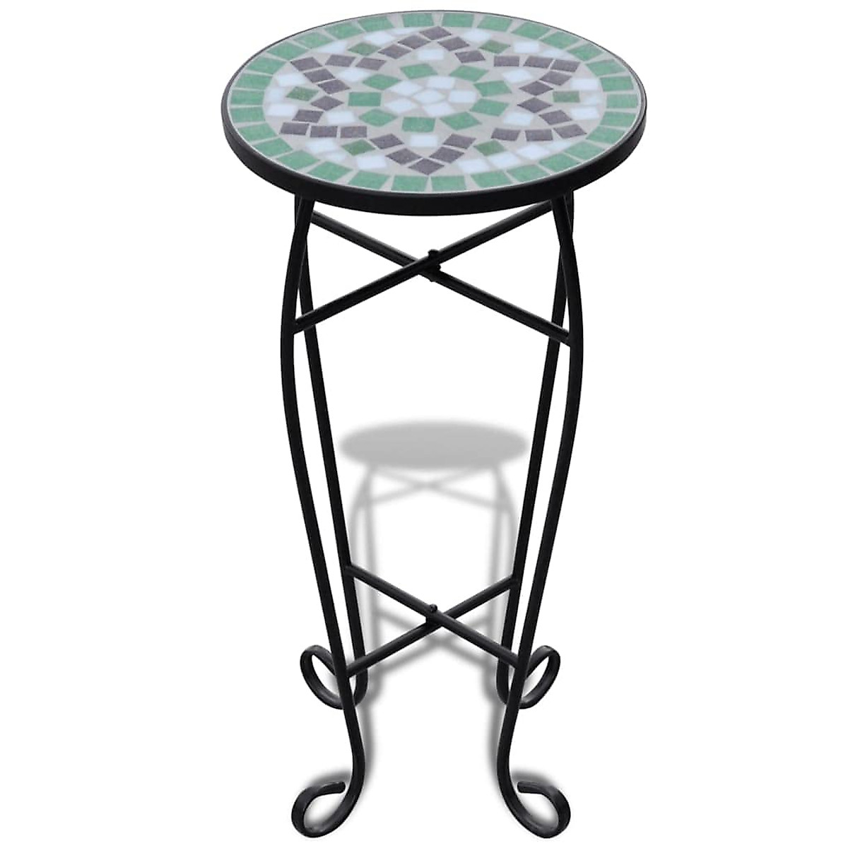 GOLINPEILO Mosaic Side Table Plant Table Green White