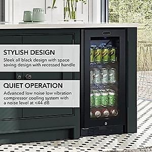 Whynter BBR-801BG Built Beverage Refrigerator and Cooler Mini Fridge with Glass Door with Lock, 3.0 Cubic Feet, Black, 100, Can