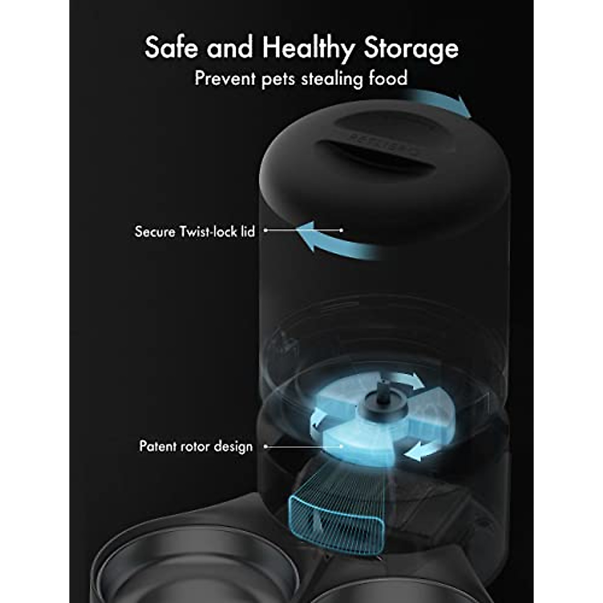 PETLIBRO Automatic Cat Feeder for Two Cats, 5L Dry Food Dispenser with Splitter and Two Stainless Bowls, 10s Meal Call and Timer Setting, 50 Portions 6 Meals Per Day for Cat and Dog