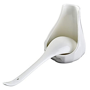 Cabilock 3 Sets Spoon Holder Set Cooking Utensil Holder Soup Spoon Gravy Ladle Soup Spoon Rest Spoon Stand Hot Pot Ladle Braces Kit Kitchen Utensils Delicate White Ceramics Tableware