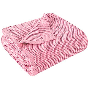 Yoofoss Baby Blankets - 100% Cotton Knit Receiving Blanket 30" x 40", Breathable Cozy Unisex Nursery Stroller Swaddle Blanket for Newborns, Infants, Toddler, Boys and Girls (0-2Yrs, Pink)
