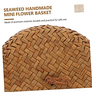 GANAZONO 2pcs Flower Box to Go Containers with Lids Mini Containers Wicker Storage Basket with Lid Woven Storage Box Wicker Storage Bins Round Woven Baskets Woven Storage Case Flower Basket