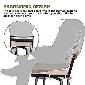 Mingyall 27" Height Low Back Swivel Bar Stools with Cushion, Outdoor Patio Wrought Iron Chair Set 2, Outside Metal Bar Chair, Height Barstool for Bistro Lawn, Garden, Backyard, Indoor, Load 330LBS