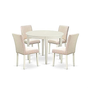 East West Furniture BOAB5-LWH-02 Dining Room Table Set, 5