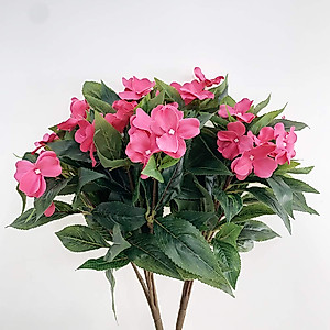 Lopkey Artificial Impatiens Bouquet Flower Patio Lawn Garden Wedding Photo Decor (2Pcs),Pink