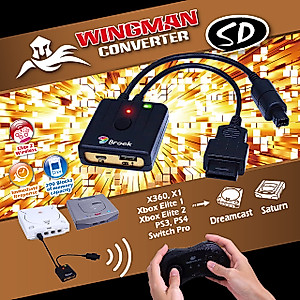 Brook Wingman SD Converter - Support XB Series X/S/One/360, PS5/PS4/PS3, Xb Elite 1/2, Switch Pro Controllers on Dreamcast, Saturn Console and PC(X-Input), Retro Controller Adapter, Turbo and Remap