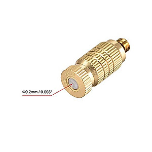uxcell Brass Misting Nozzle - 3/16-inch Threaded 0.2mm Orifice Dia Fogging Spray Head for Outdoor Cooling System - 5 Pcs Golden