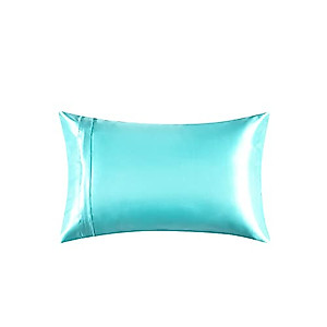 Alexandra's Secret Home Collection Satin Pillowcase for Hair and Skin, Pack of 2 - Feels Like Real Silk Pillow Cover - Satin Pillow Cases Set of 2 with Zipper Closure (Aqua, Standard)
