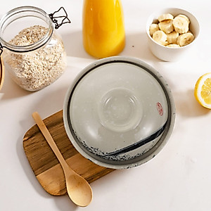 Yardwe Ceramic Bowl with Lid Traditional Japanese Style Soup Bowl Ramen Noodle Soup Rice Bowl with Lid (White)