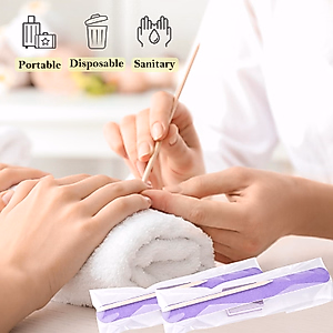 50 Set Disposable Manicure Kit, Including 50pcs Mini Nail Buffer, 50pcs Nail File, 50pcs Wood Stick, 50pcs OPP Bag, Press on Nail Tool Kit for Salon Home (Purple)