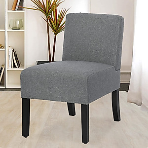 Haiput Wam Accent Chair Armless Chair Corner Chair Slipper Chair Victorian Style, Modern Small Accent Chairs for Livingroom Bedroom Office Small Spaces with Solid Wood Legs (Grey)